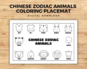 Lunar New Year Coloring Placemat, Chinese New Year Coloring Sheet, Year ...