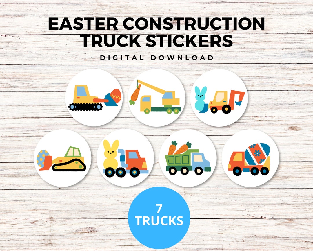 Easter Construction Truck Sticker, Easter Truck Sticker, Printable ...