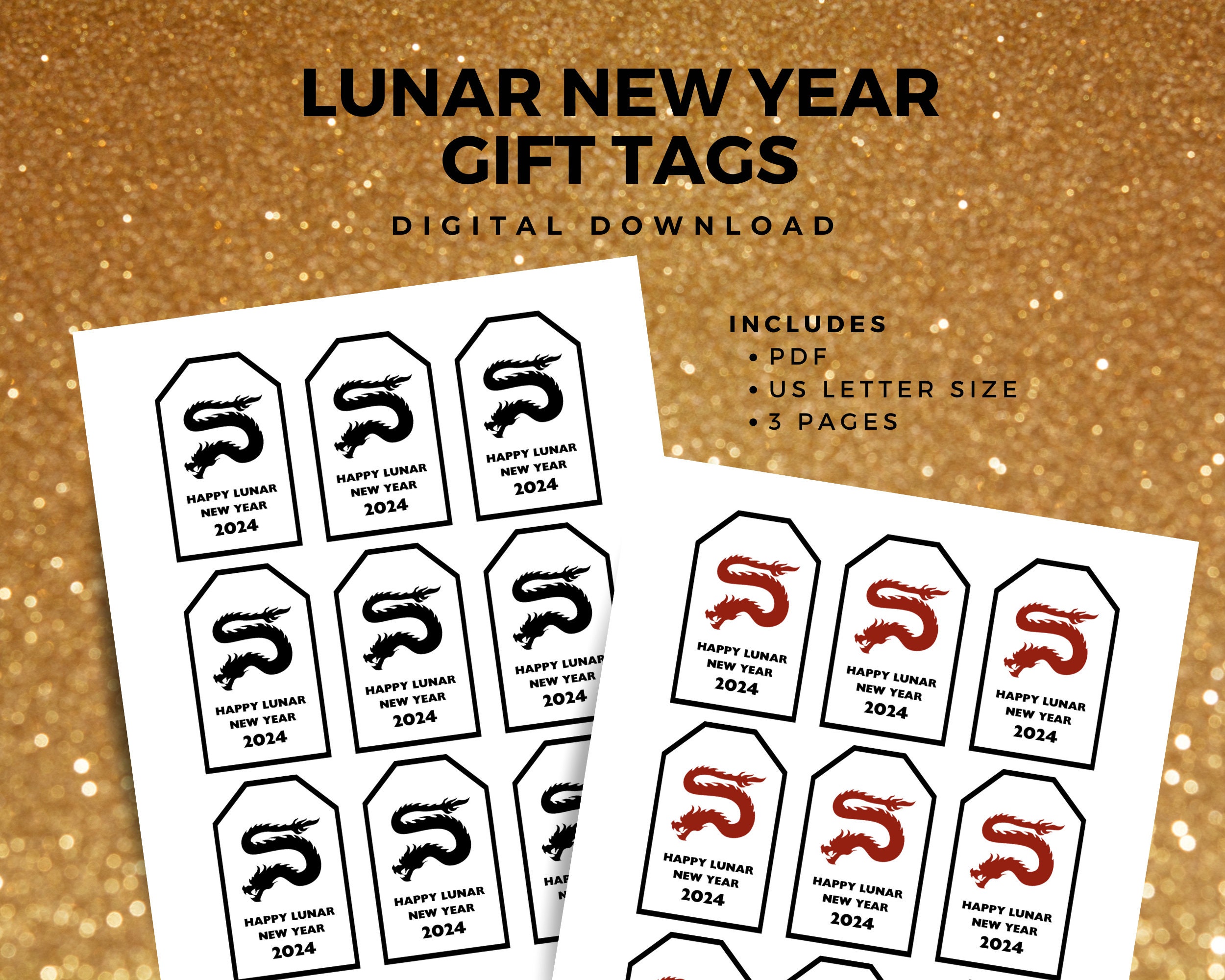 Lunar New Year Gift Tag, Chinese New Year Gift Tag, Vietnamese New Year ...