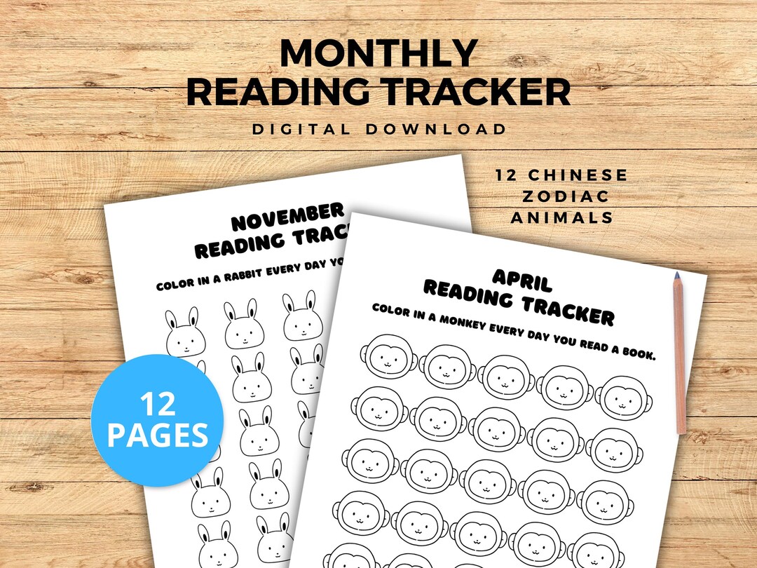 Monthly Reading Tracker, Reading Challenge for Kids, Reading Progress ...
