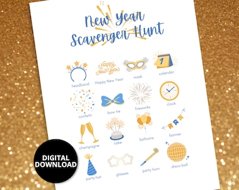 New Year’s Eve Scavenger Hunt, New Year’s Eve Party Game, New Year’s ...