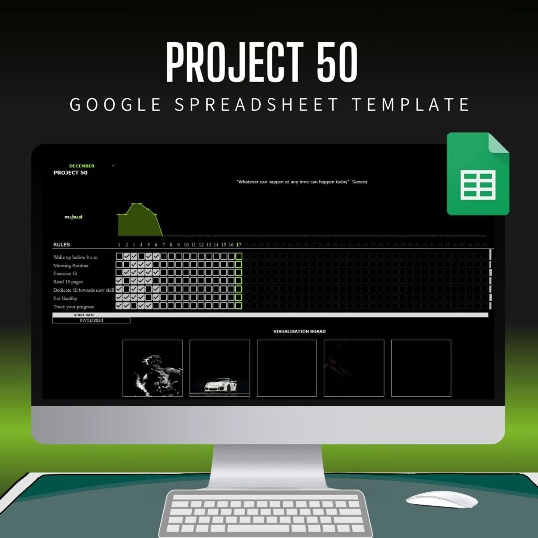 Project 50 Goal Tracker Habbit Tracker Template - Etsy