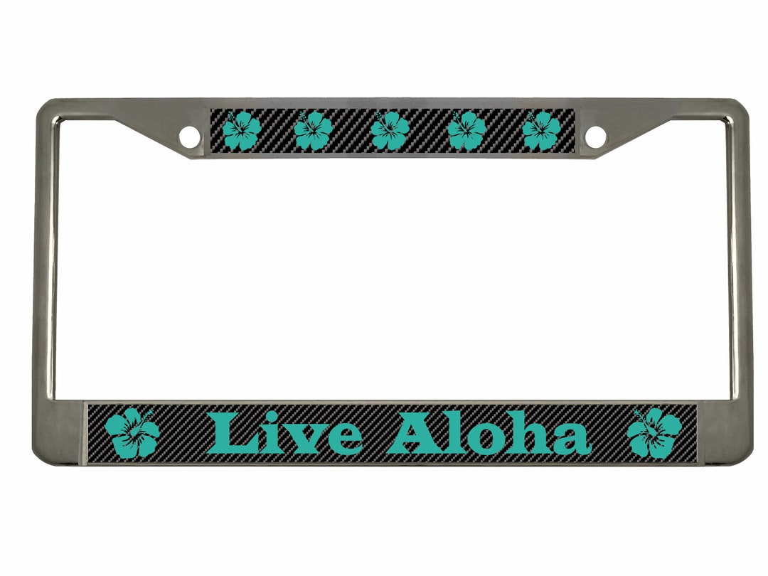 Live Aloha With Hibiscus Flower Design Heavy Duty Metal Car License ...