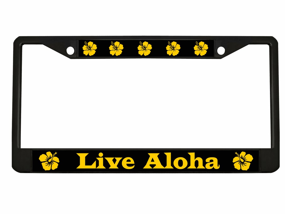 Live Aloha With Hibiscus Flower Design Heavy Duty Metal Car License ...
