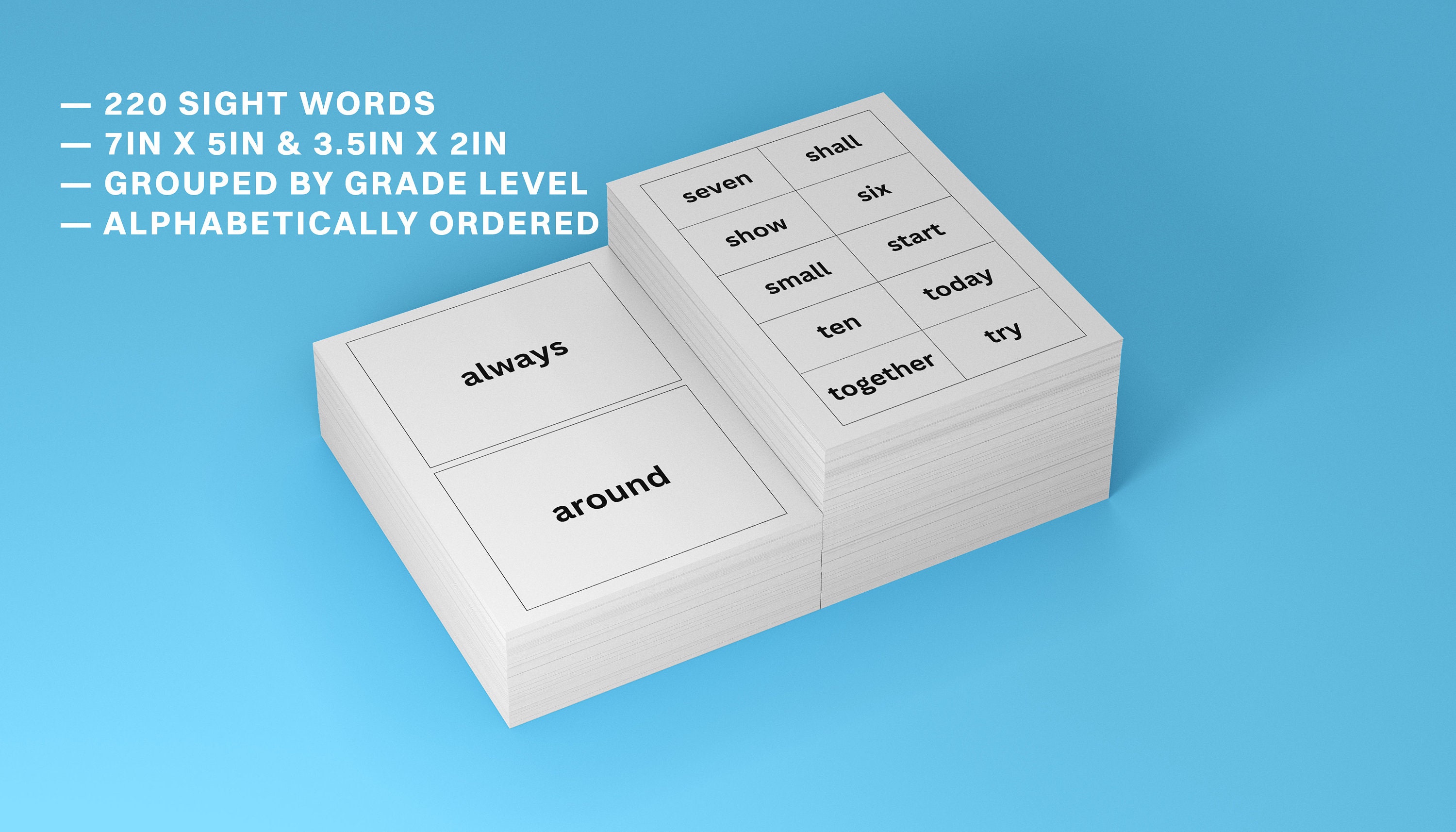 Dolch Sight Words 220 Flash Cards Complete List - Etsy