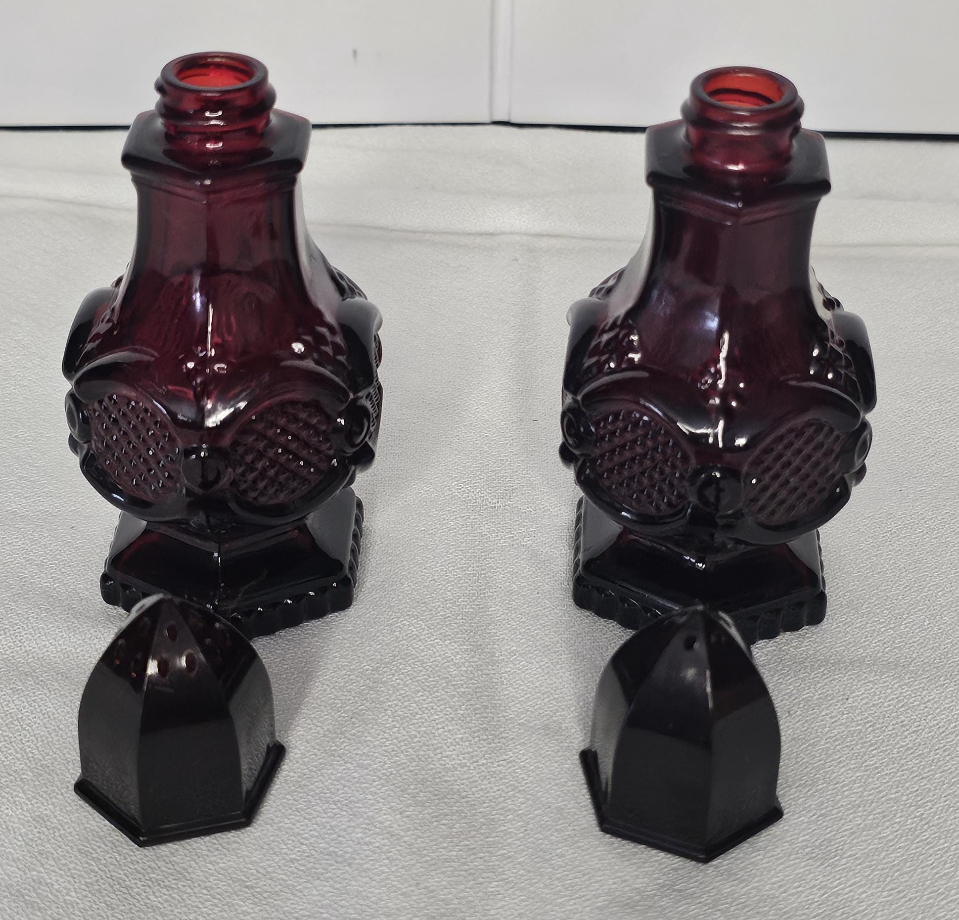 Vintage Avon 1970's Cape Cod Pattern Ruby Red Cranberry Glass, Salt and ...