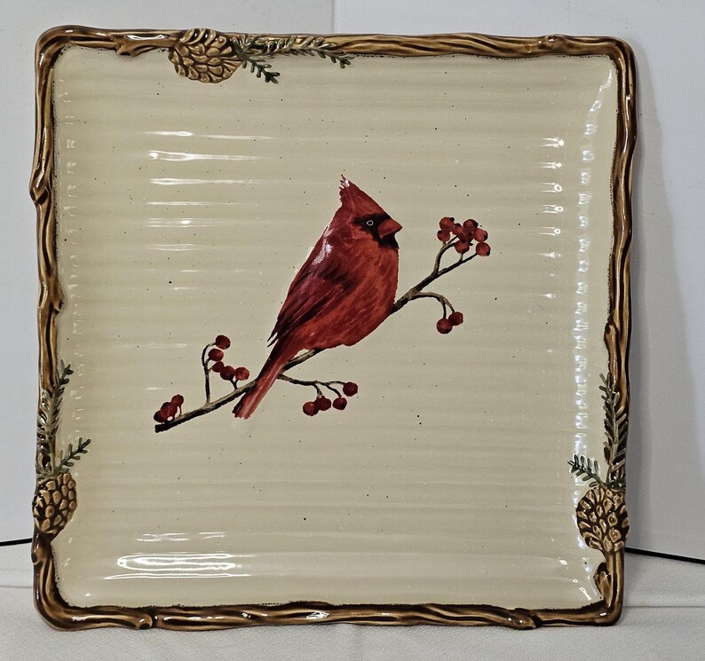 Cardinal Bird Serving Plate, Bird Display Plate, ST. Nicholas Square ...