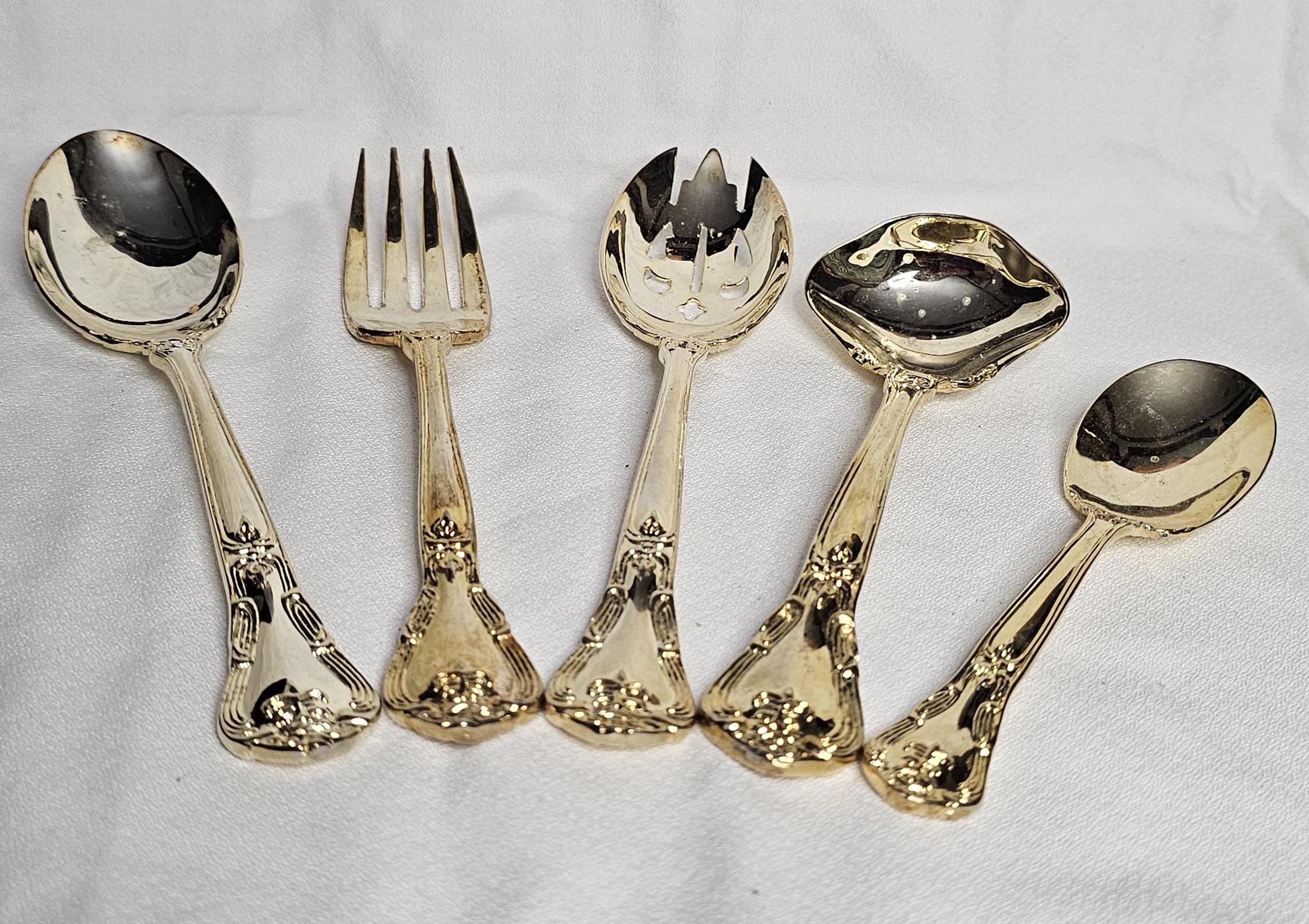 Vintage Godinger Gold Plated Flatware Set With Serving Utensils, Made ...