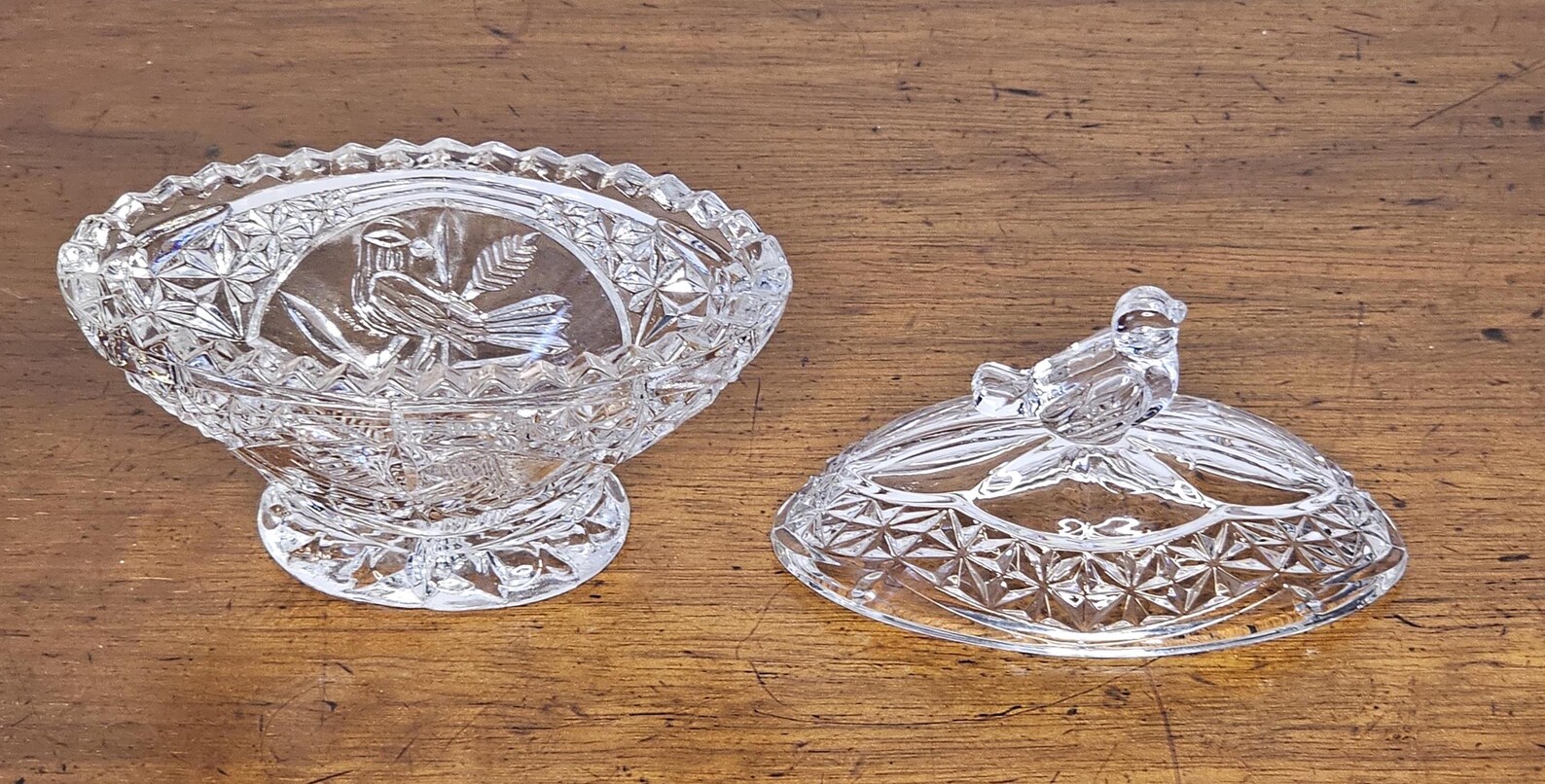 Vintage Hofbauer Bird Crystal Glass, Bird on Oval Box, Byrdes ...