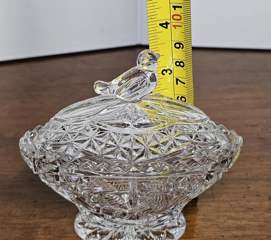 Vintage Hofbauer Bird Crystal Glass, Bird on Oval Box, Byrdes ...
