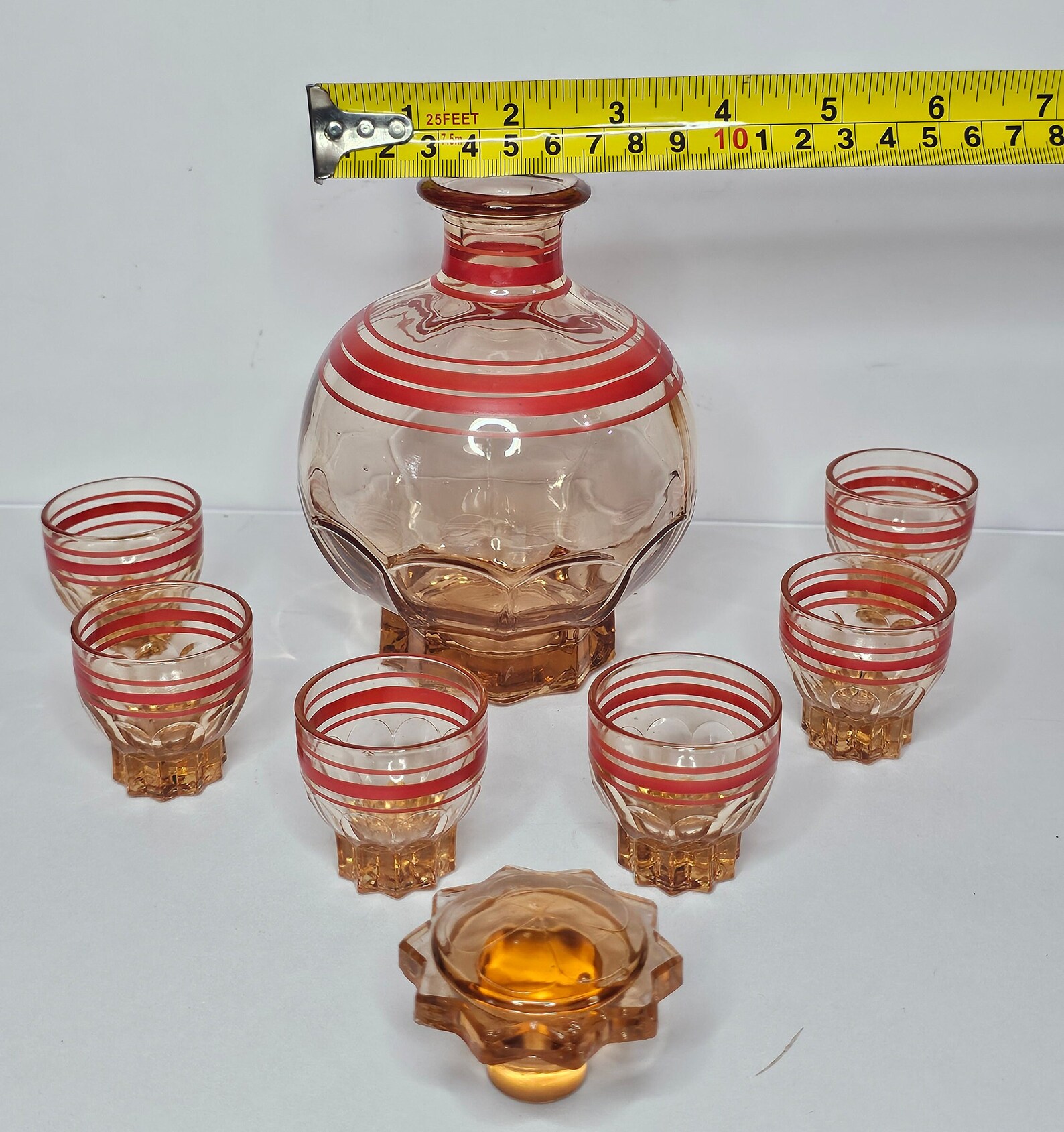 Vintage Art Deco / Mid Century 1950s Decanter and 6 Glasses Set ...
