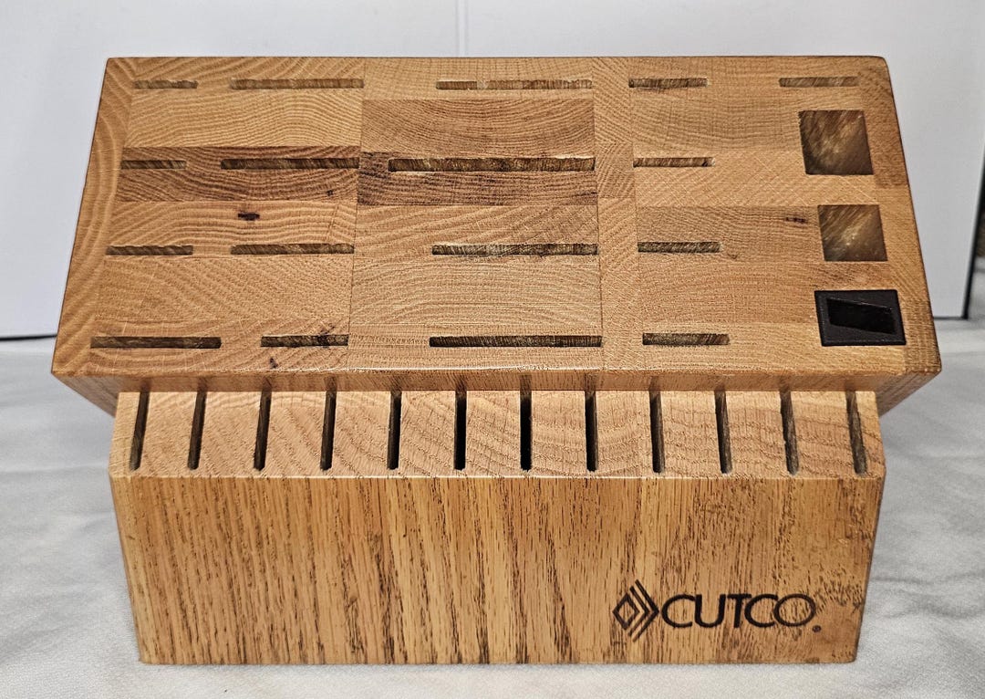 Large Cutco Oak Wood ultimate Set Knife Block. Total of 32 Slots 20 ...