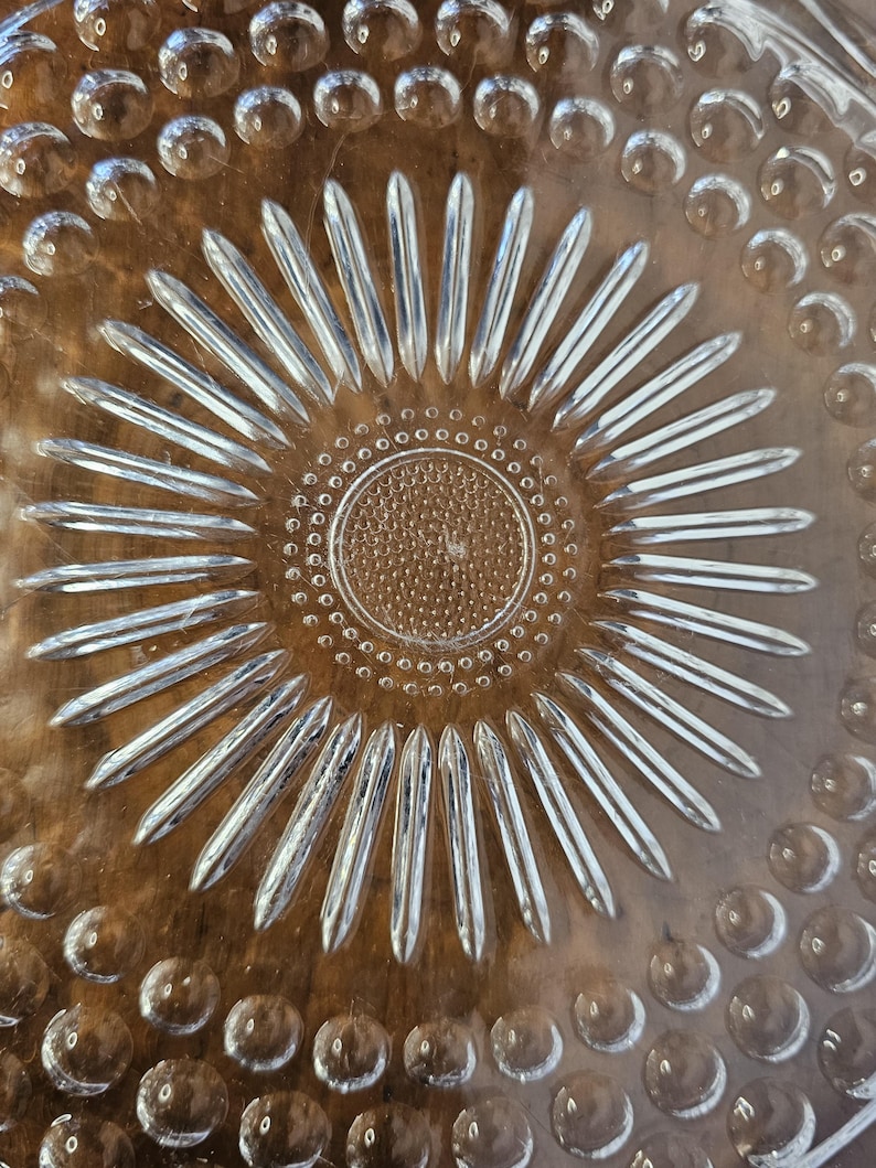 Vintage Federal Glass Footed Serving Plate / Cake Plate, Sunflower ...
