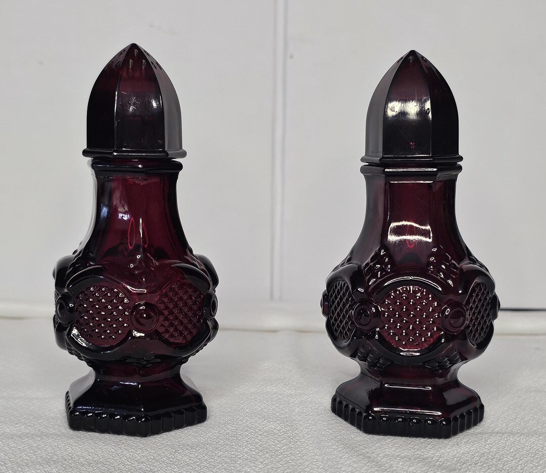 Vintage Avon 1970's Cape Cod Pattern Ruby Red Cranberry Glass, Salt and ...