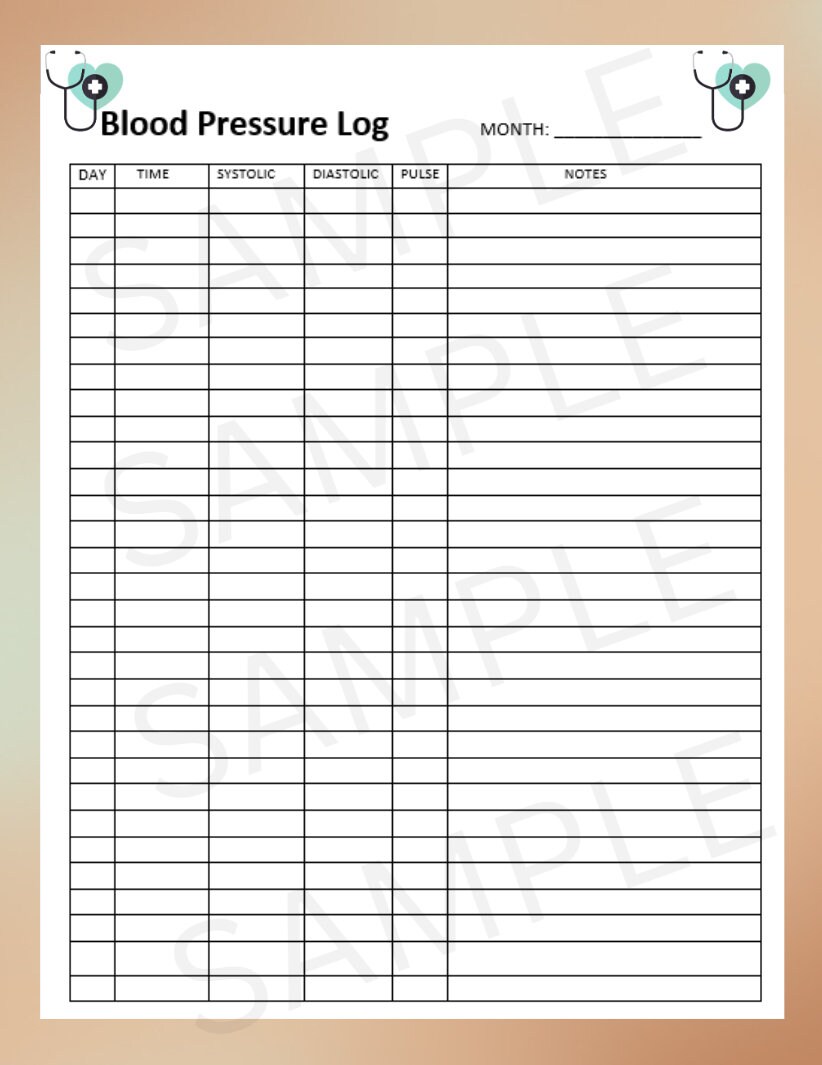 Blood Pressure Logbook - Etsy