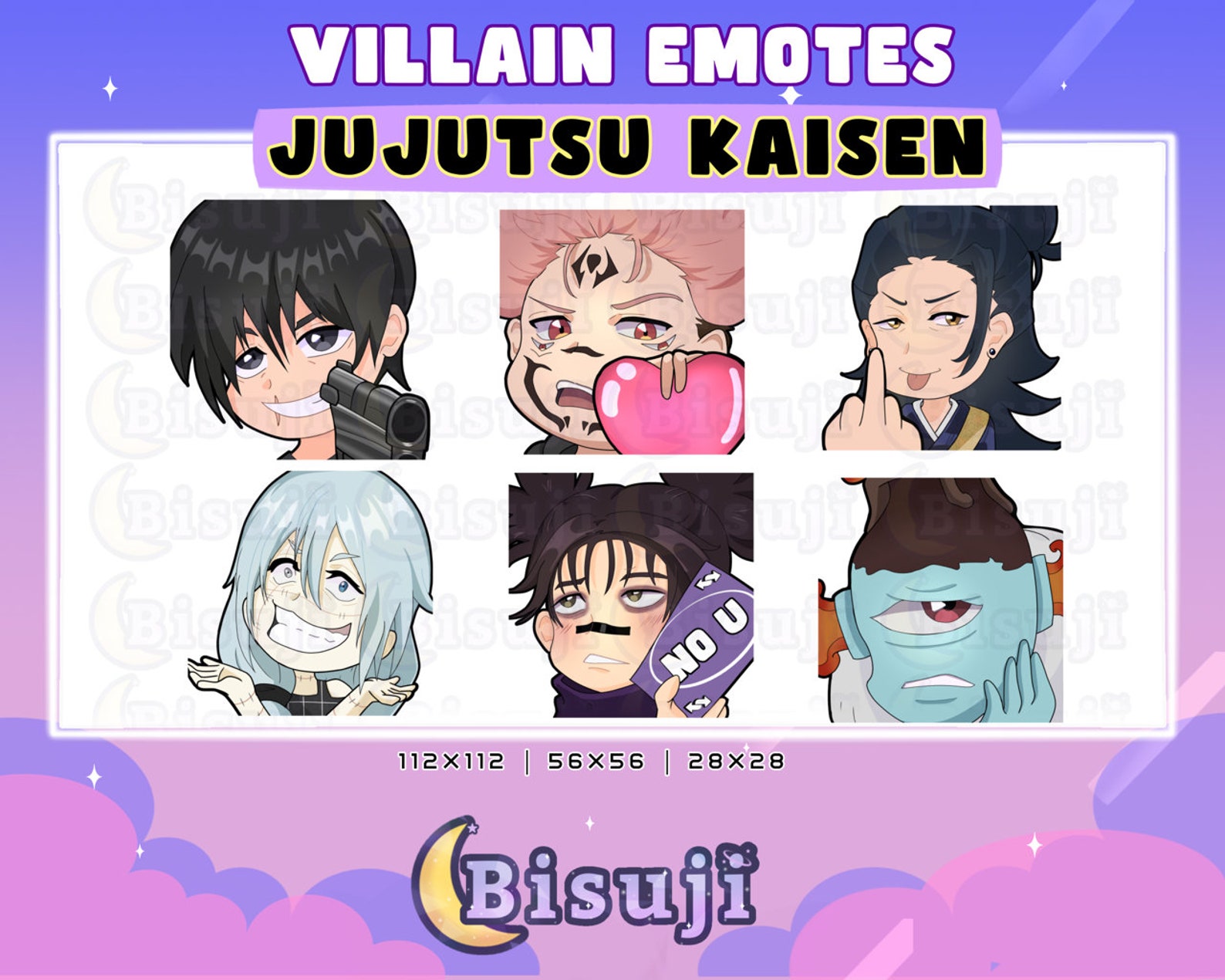Jujutsu Kaisen Villains Anime Emotes/ Twitch Discord Streamer Emotes - Etsy