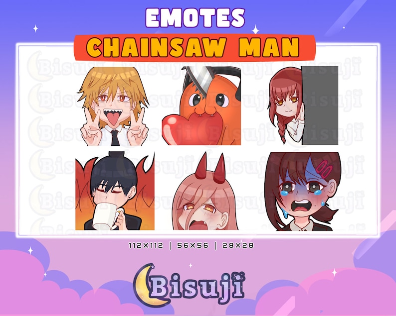 Chainsaw Man Anime Emotes / Twitch Discord Streamer Emotes - Etsy