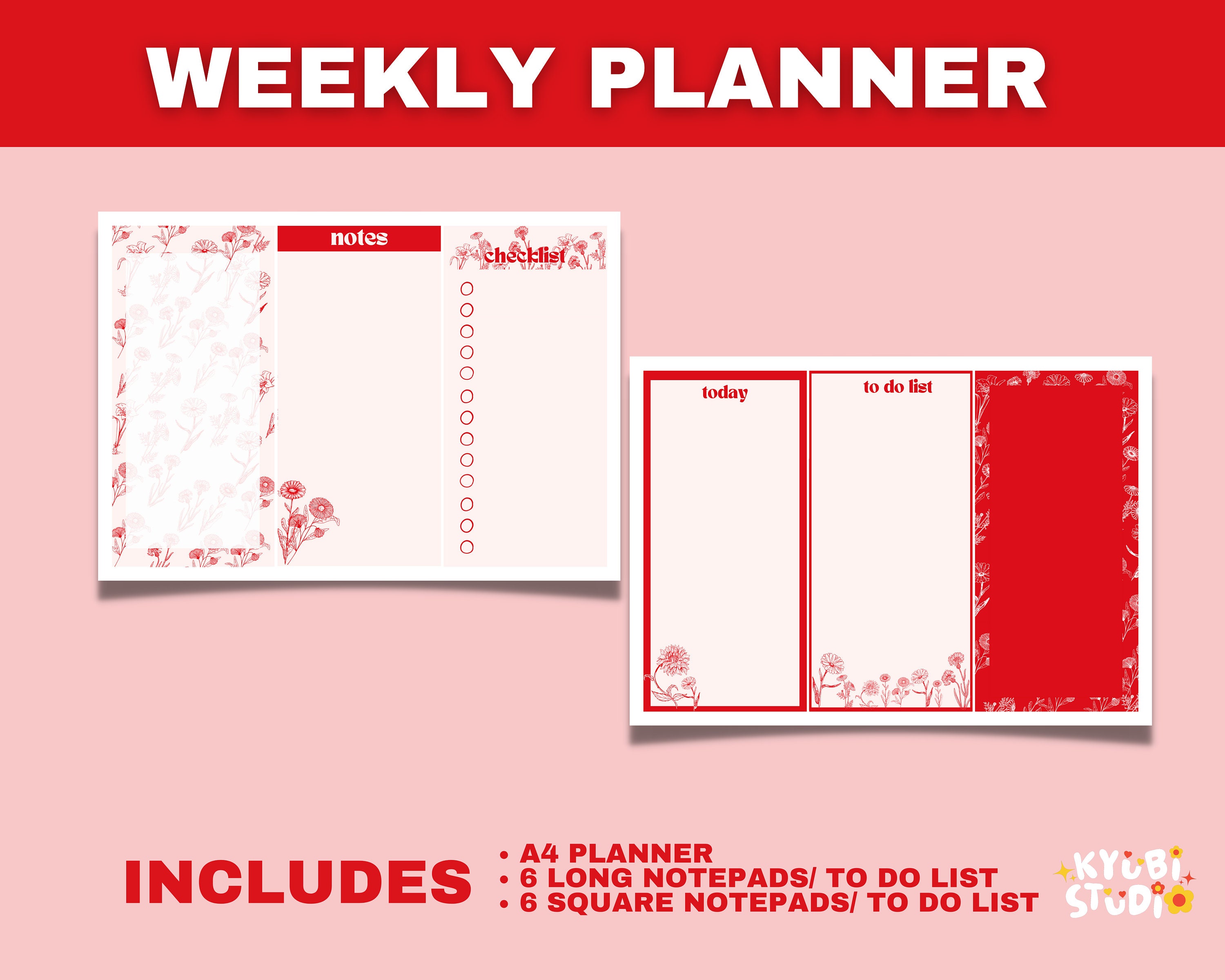 Weekly Planner Printable to Do List, Minimal Floral Weekly Schedule ...