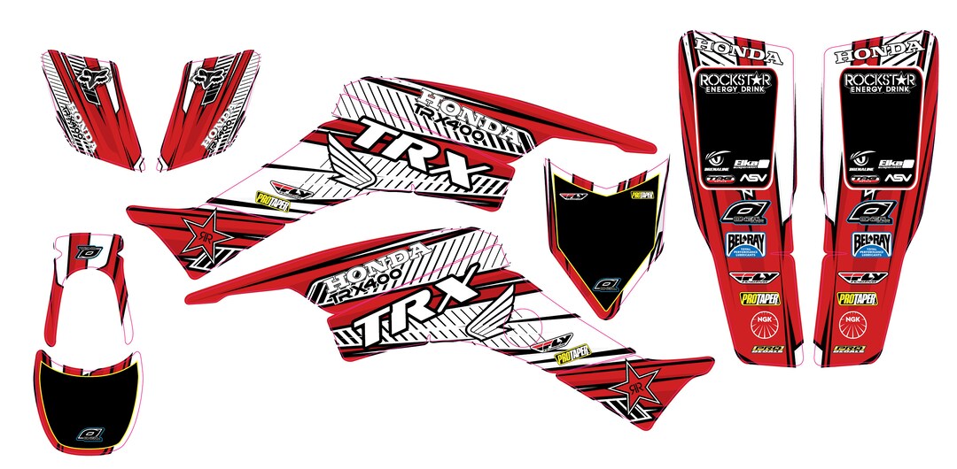 Fits Honda TRX 400 1999 to 2007 Graphic Kit Trx400ex Stickers Decal Kit ...