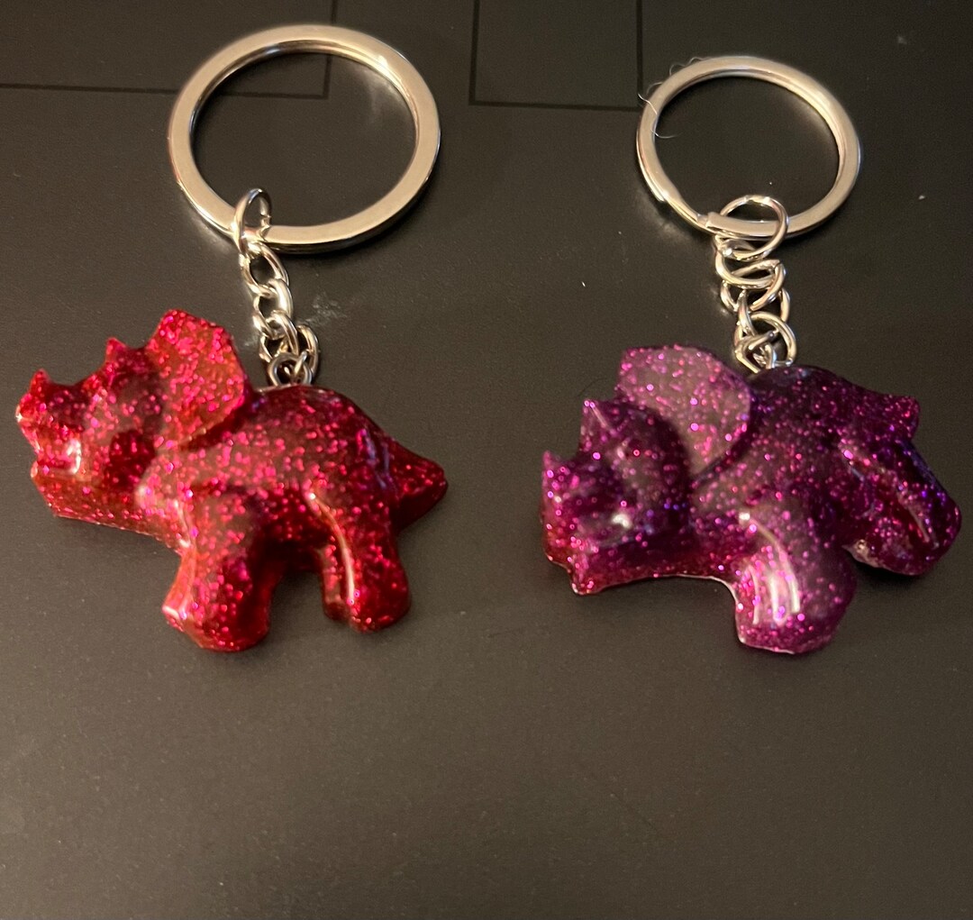 Triceratops Purple Keychain - Etsy