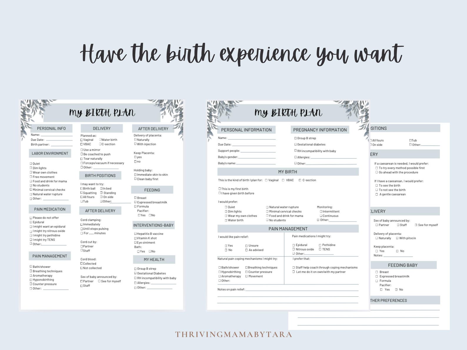 Birth Plan Template, Editable Birth Plan - Etsy