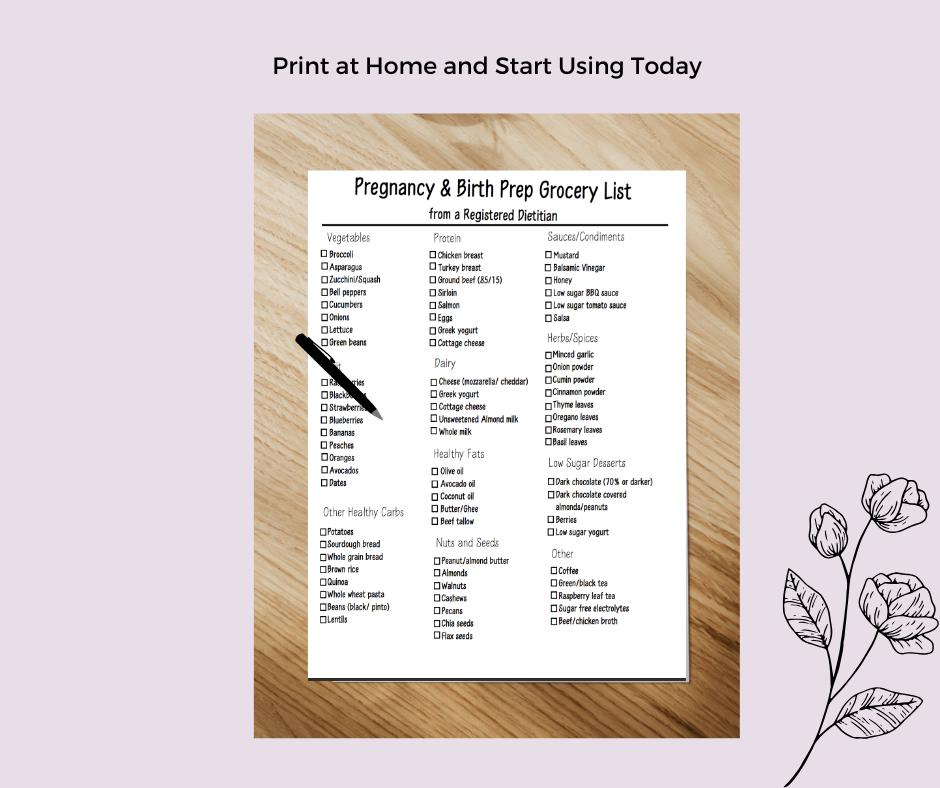 Pregnancy and Birth Prep Grocery List: Created by a Registered ...