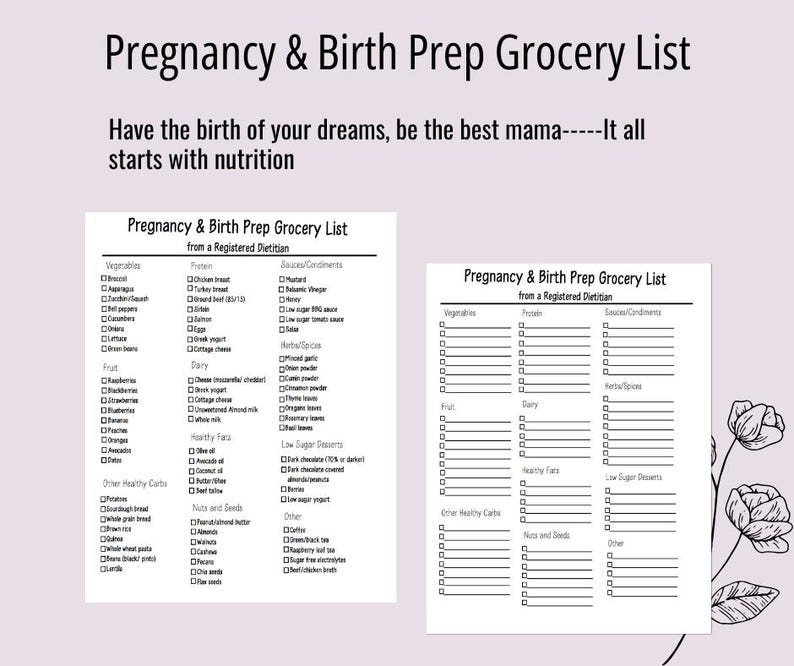 Pregnancy and Birth Prep Grocery List: Created by a Registered ...