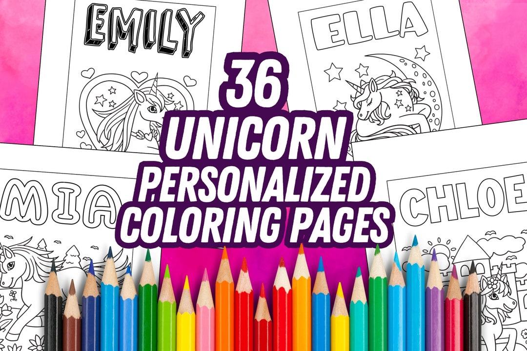 Unicorn Coloring Sheets Personalized Gift Coloring Pages for Kids ...