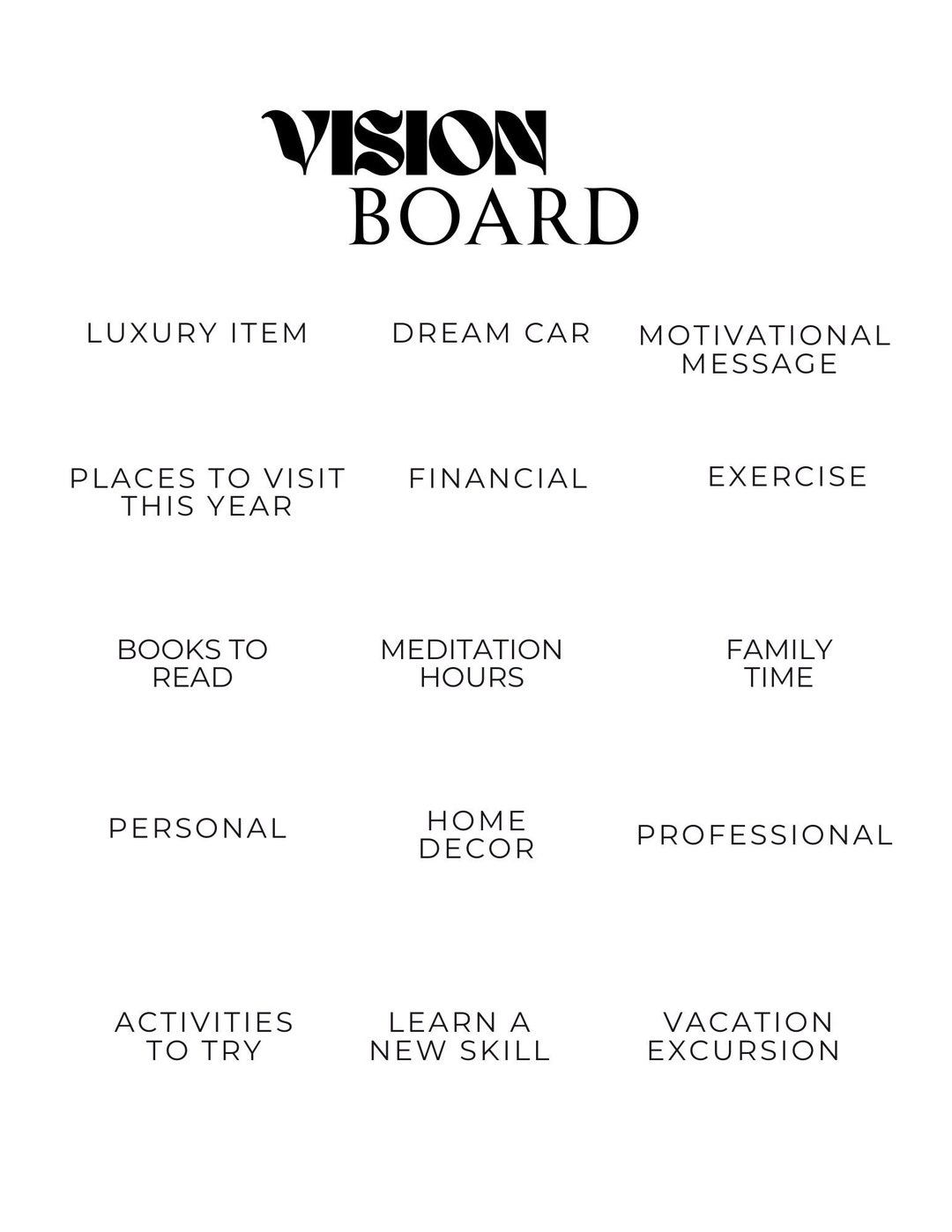 Vision Board Brainstorming 2024 6 Sheets of Key Words/topics for Vision ...