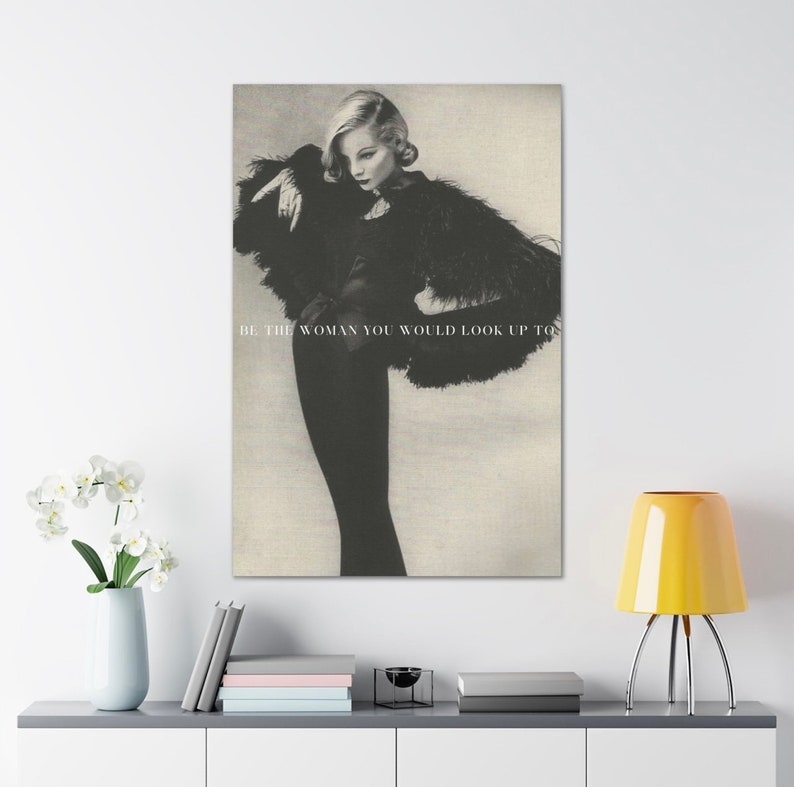 Vintage Classy Lady Art Digital Printable Wall Art Canvas, Black and ...