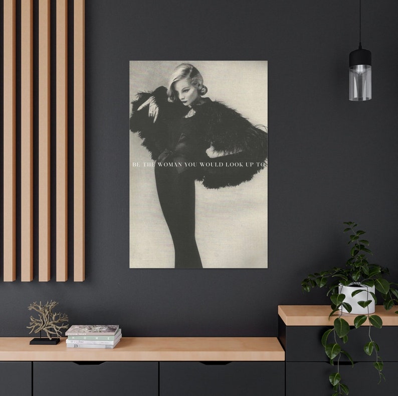 Vintage Classy Lady Art Digital Printable Wall Art Canvas, Black and ...