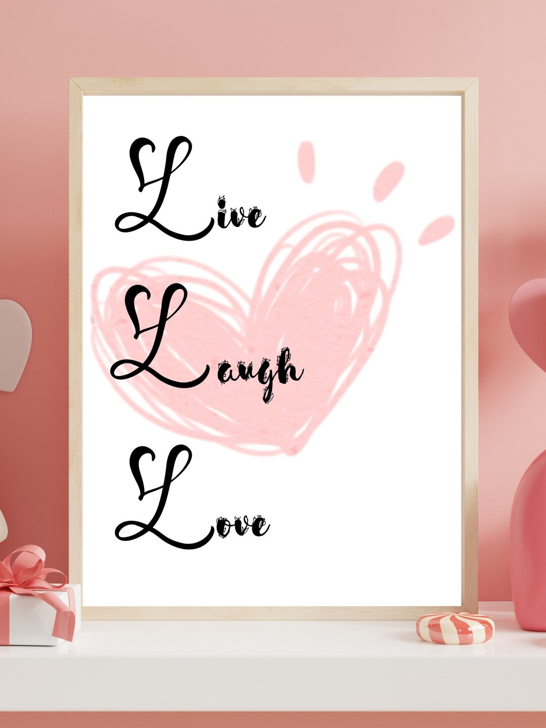 Live Laugh Love Printable Wall Art, Inspirational Quote, Positive Vibes ...