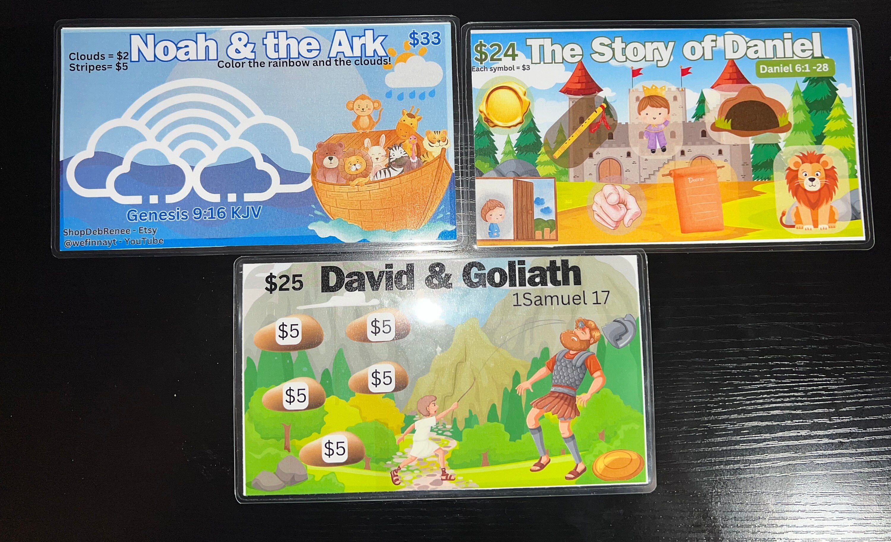 Bible Stories Challenge Set 1 david &goliath, Noahs Ark, and Daniel and ...
