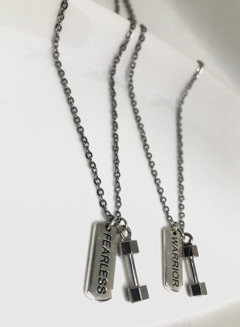 Fitness Dumbbell Charm Necklace, Gym Dumbbell Charm Necklace, Stainless ...