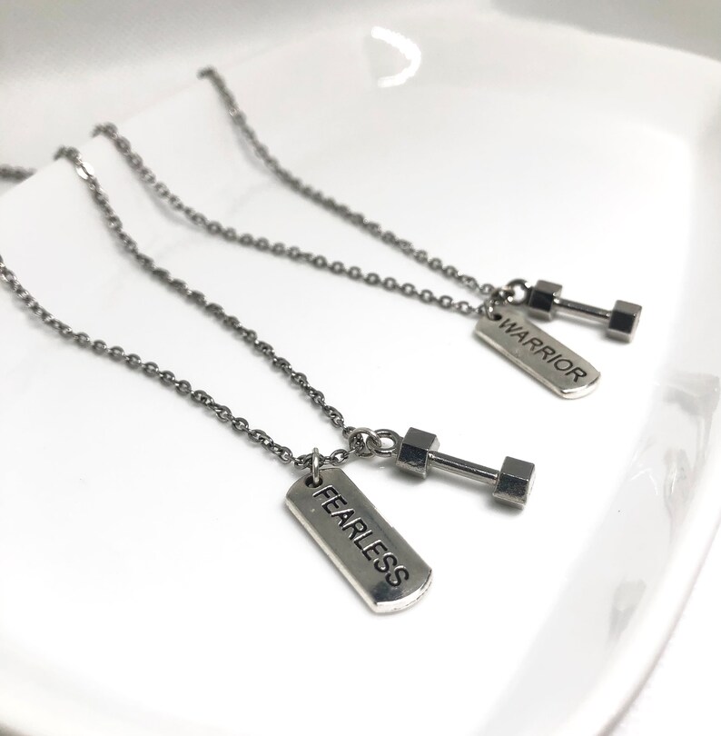 Fitness Dumbbell Charm Necklace, Gym Dumbbell Charm Necklace, Stainless ...