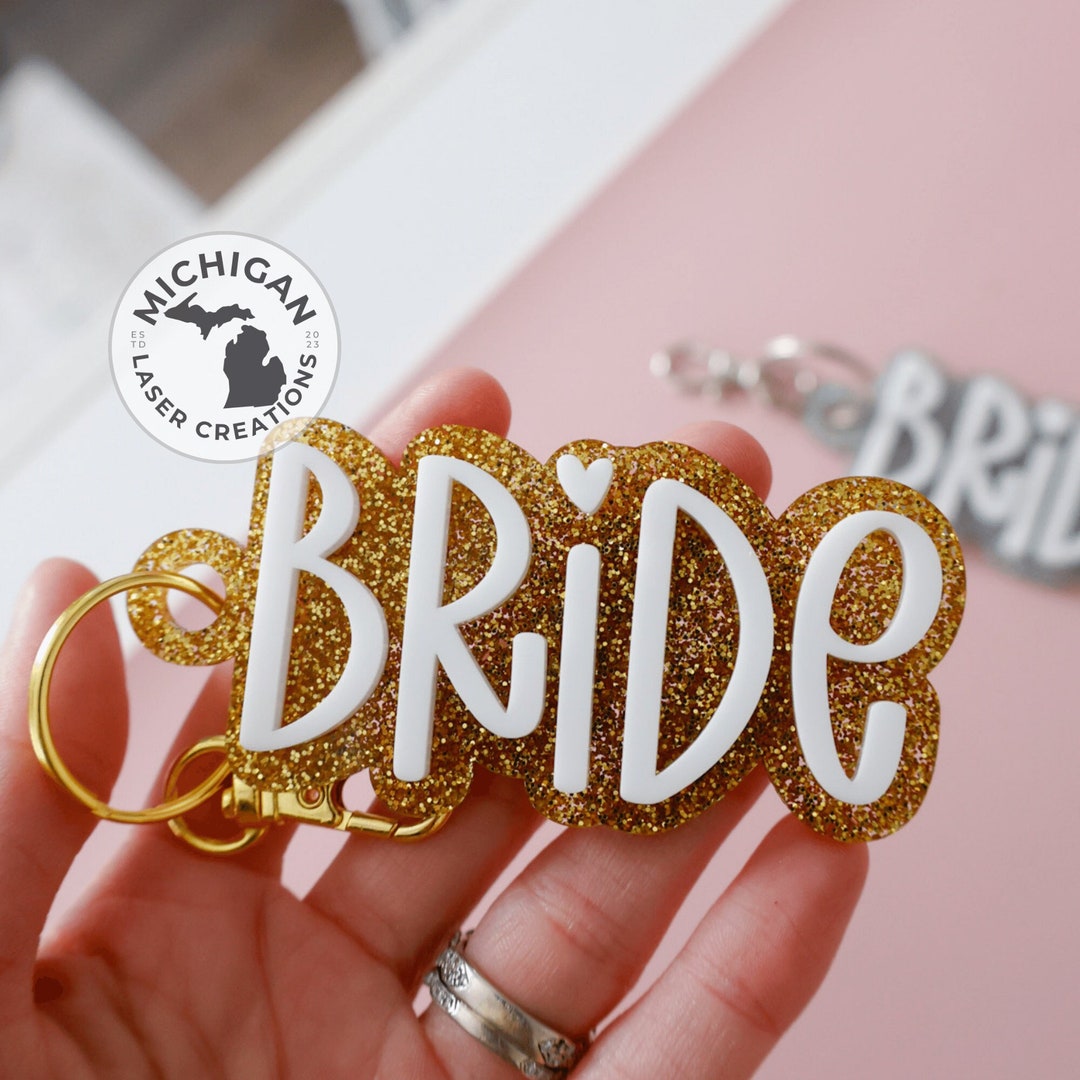 Bride Keychain, Personalized Acrylic Keychain, Engagement Gift, Bride ...