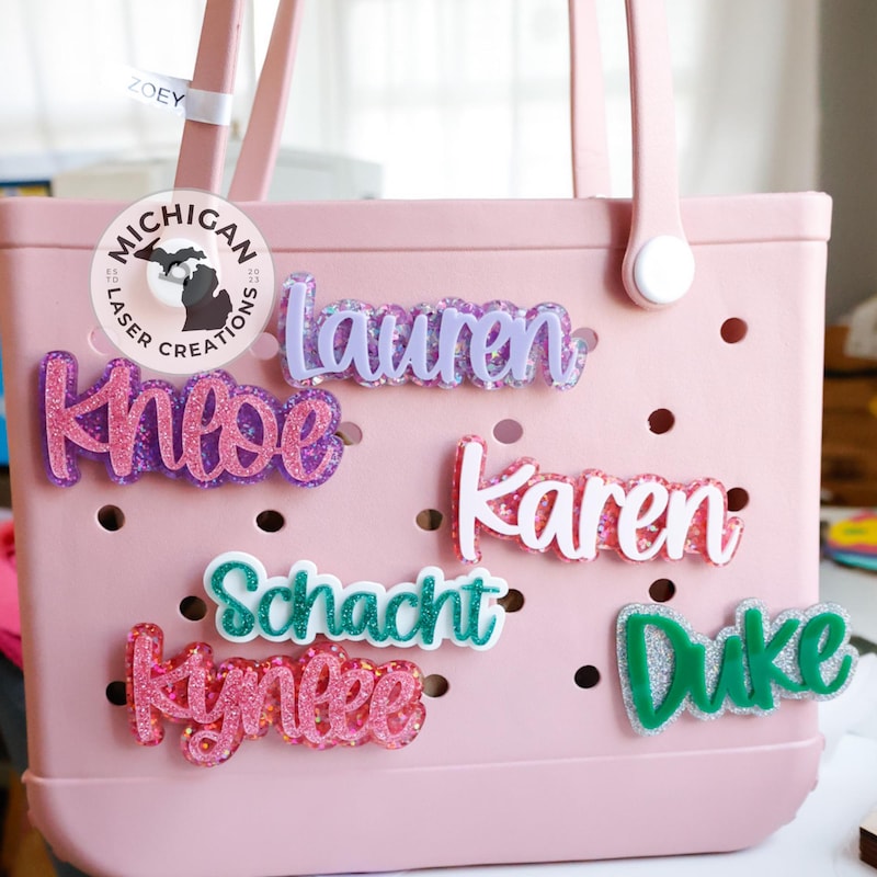 Acrylic Name Bag Charms - Etsy