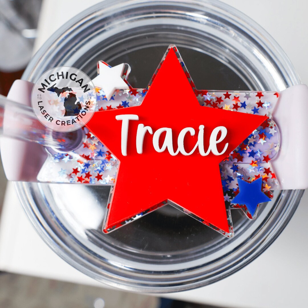 Patriotic Name Plate Tumbler Personalized Tag, Acrylic Water Bottle Tag ...