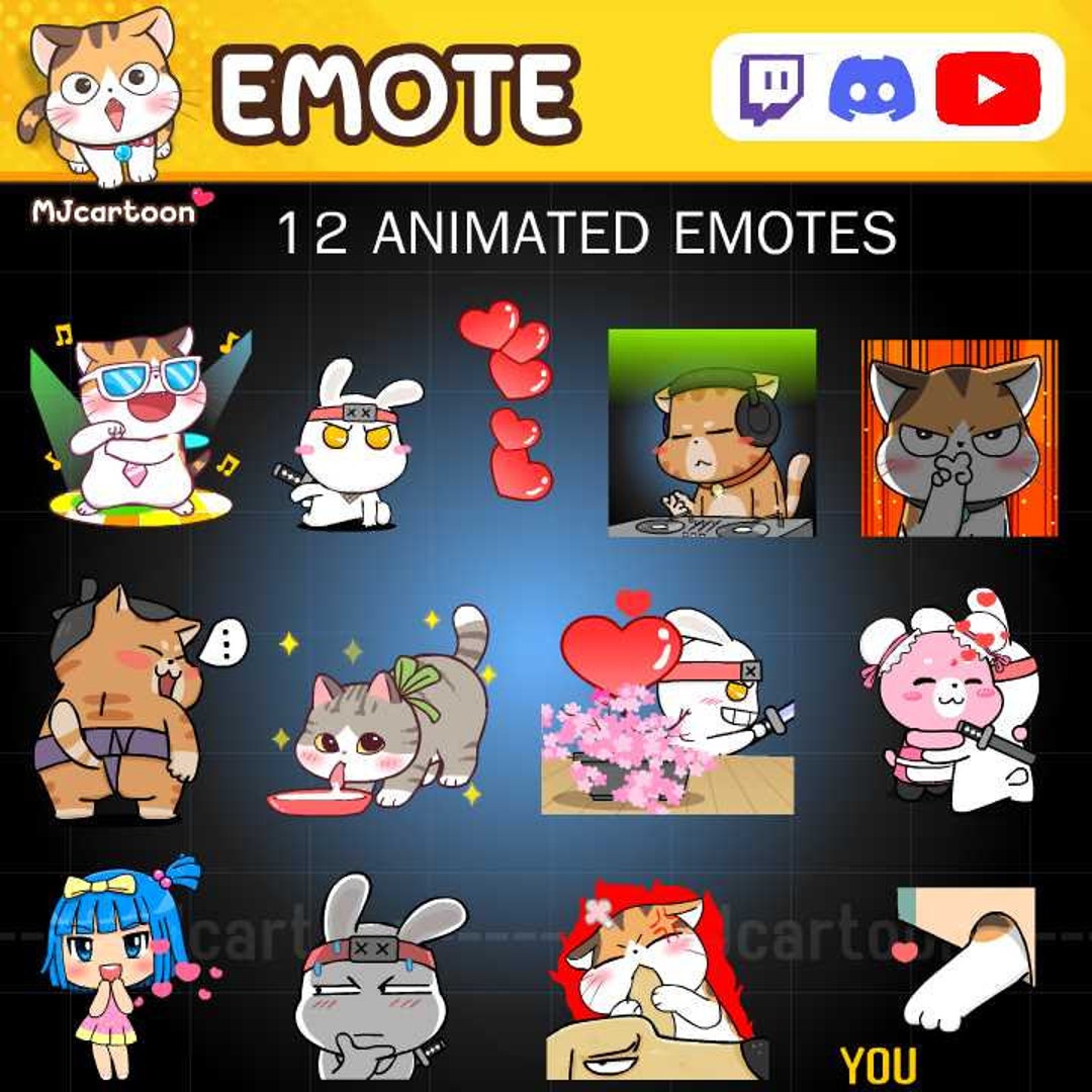 Animated Twitch Emote, 12 Animated Emote Pack, for Streamers - Instant ...