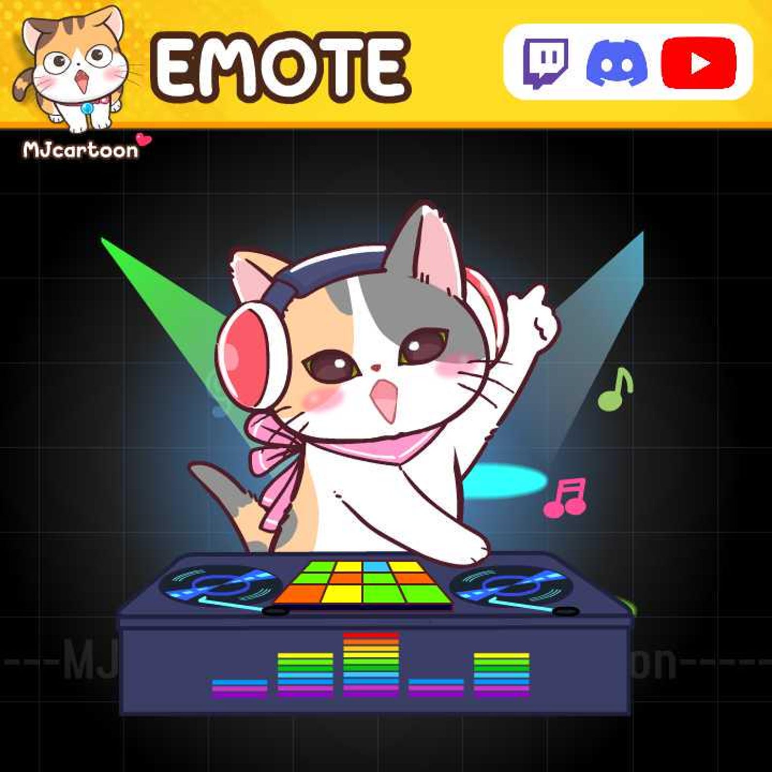 Animated Twitch Emote, DJ Emote, Cat Emote, Cute Emote, Funny Emote ...