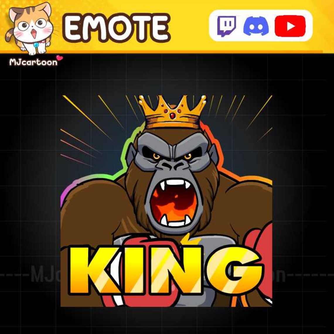 Animated Twitch | Discord Emote,king Gorilla Roar |GIF| for Streamers ...