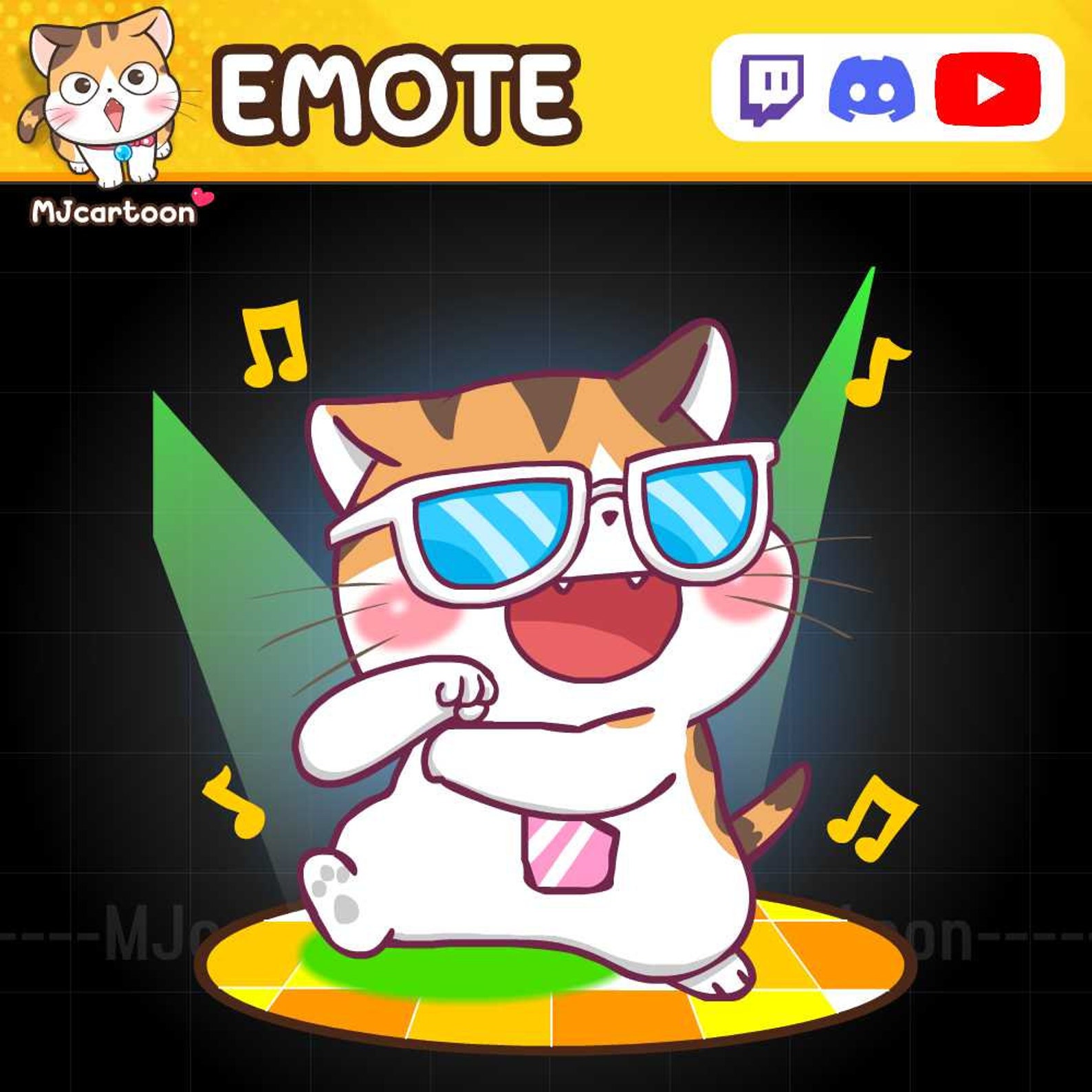 Animated Twitch Emote, Dancing Cat Emote, Dance Emote, Cute Emote, for ...