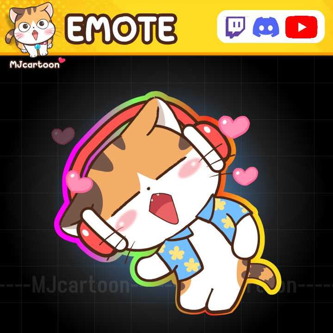 Animated Twitch | Discord Emote,cute Cat Dancing Glow Light |GIF| for ...