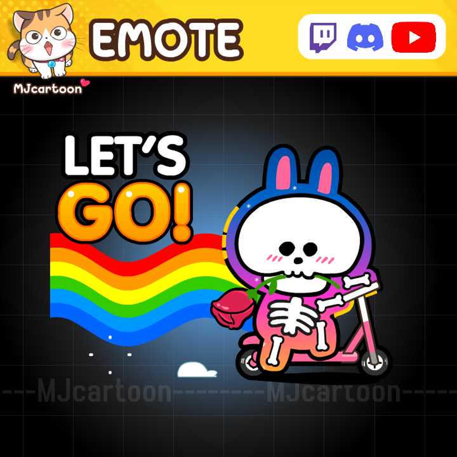 Animated Twitch Emote, Let's Go, Skeleton Emote, Cute Emote, Scooter ...