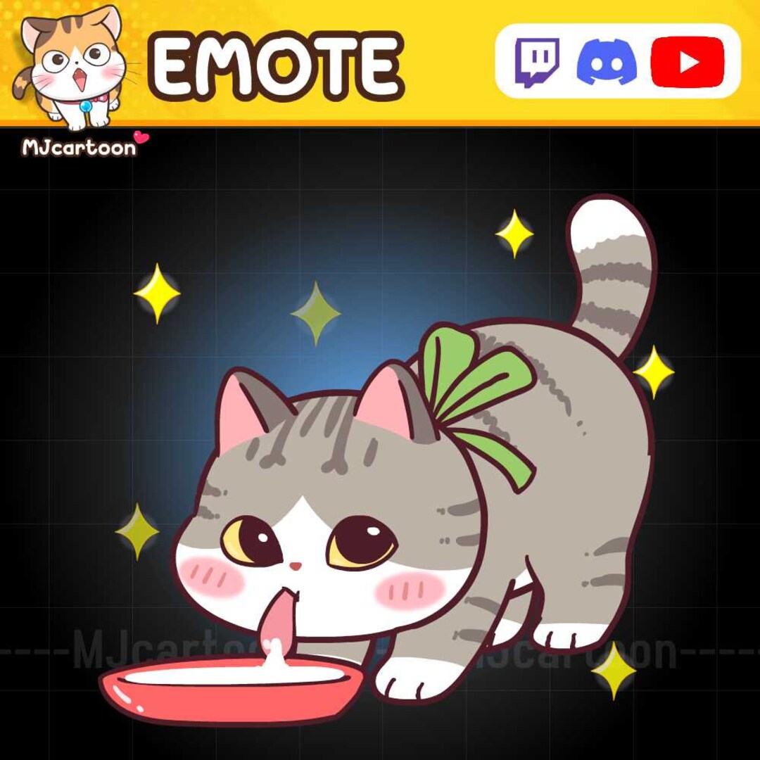 Animated Twitch Emote,cat Drinking Milk Emote, Cute Emote, for ...