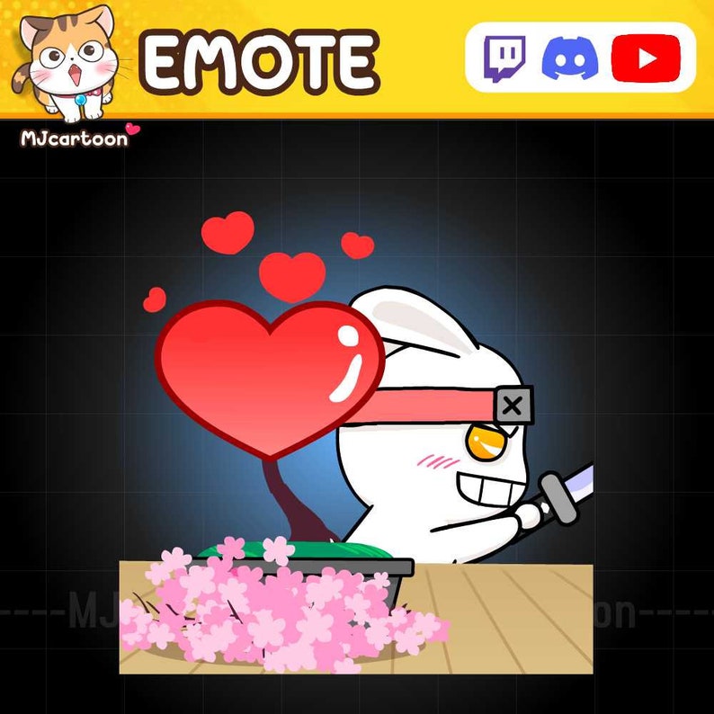 Animated Twitch Emote, Rabbit Ninja Love Emote , Cute Emote, for ...