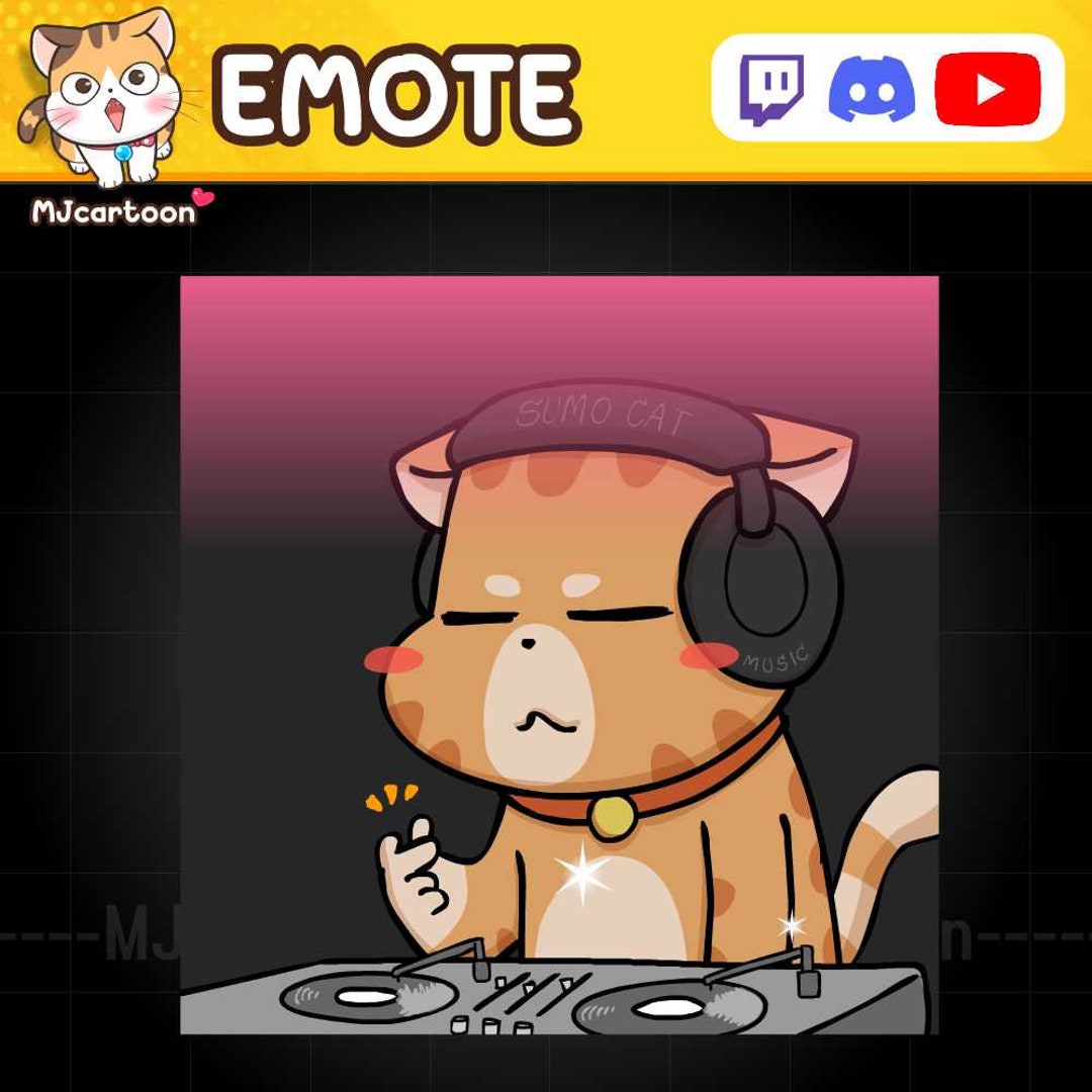 Animated Twitch Emote, DJ Cat Emote, Cute Emote, for Streamers Instant ...