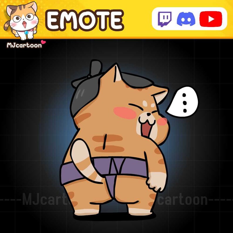 Animated Twitch Emote, Sumo Cat Scratch the Bottom Emote , Cute Emote ...