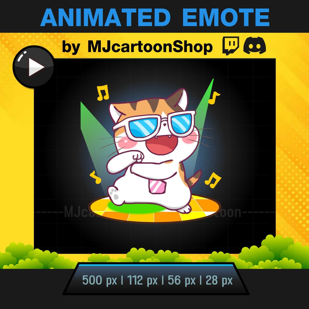 Animated Twitch Emote, Dancing Cat Emote, Dance Emote, Cute Emote, for ...