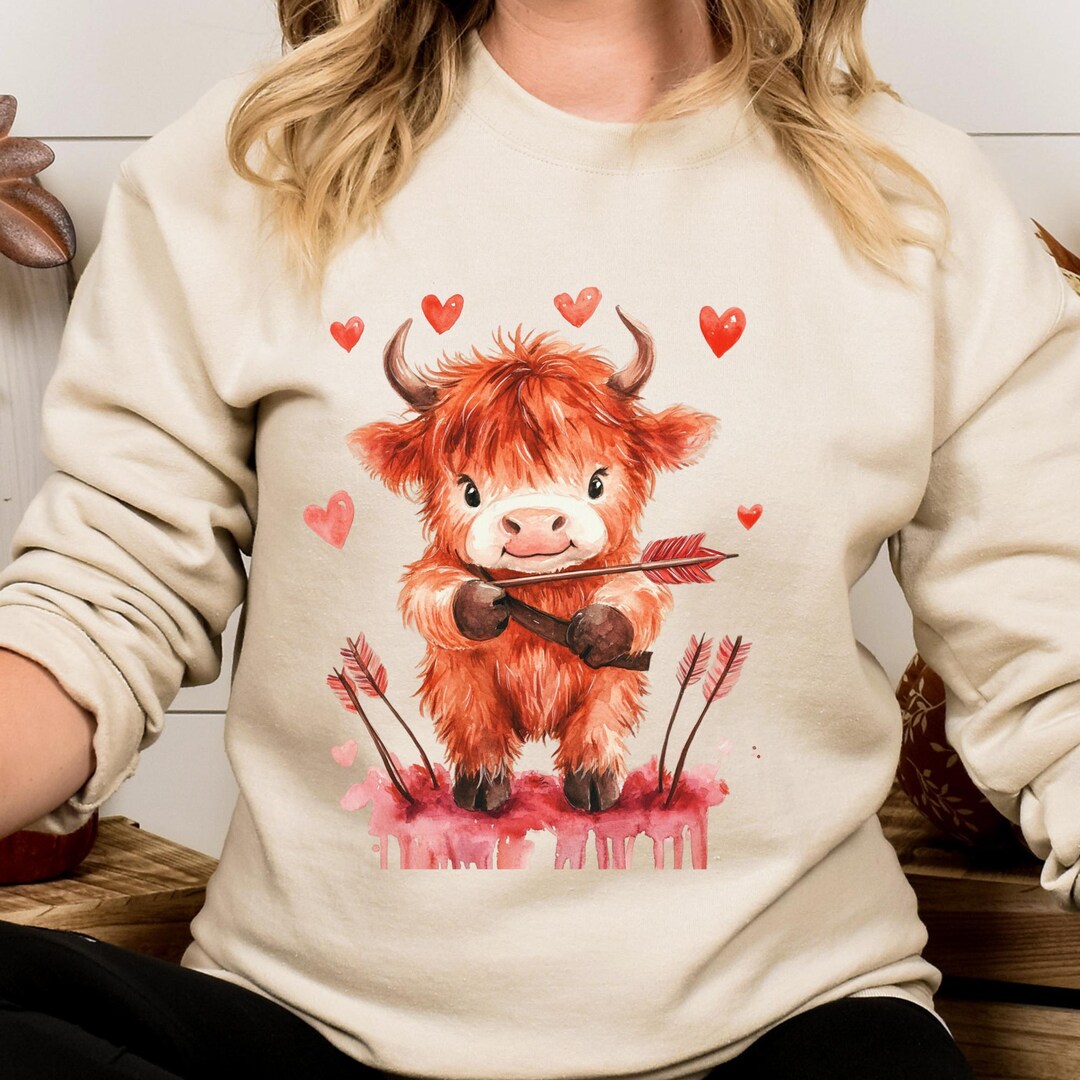 Cupid Highland Cow T-shirt Png Farmanimal Digital Design Png Highland ...